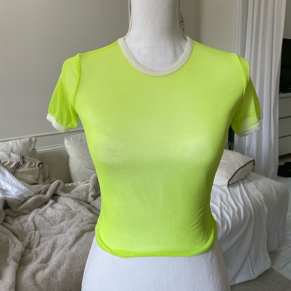 Vintage | Tops | Neon Yellow Sheer Top | Poshmark
